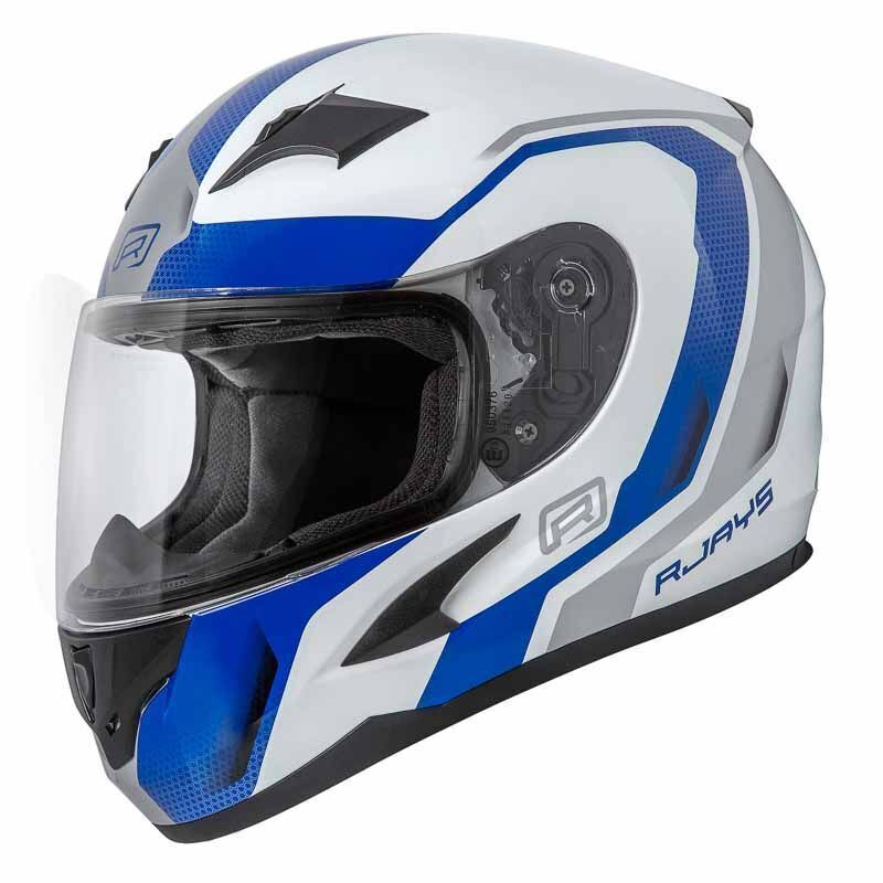 Rjays Grid White Blue Helmet - RJAYS